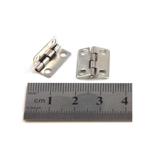 10 x NICKEL PLATED 16x 13mm MINIATURE SILVER HINGES DOLLHOUSE WITH ...