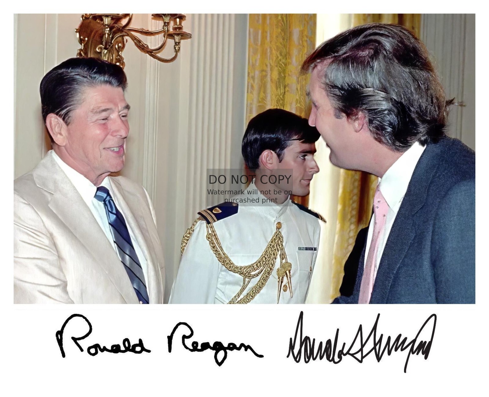 PRESIDENT DONALD TRUMP & RONALD REAGAN SHAKING HANDS AUTOGRAPHED 8X10 ...