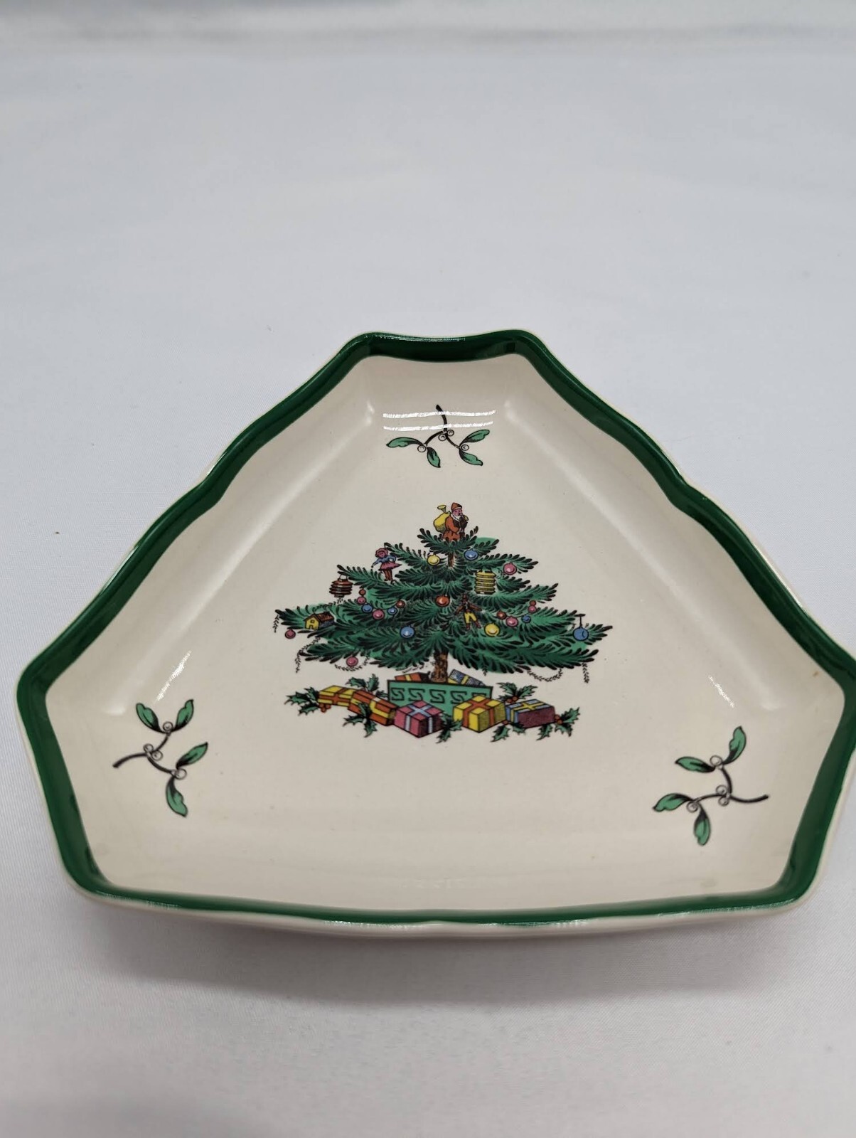 Vintage Spode Christmas Tree Triangle Candy Nut Trinket Dish S3324 P ...