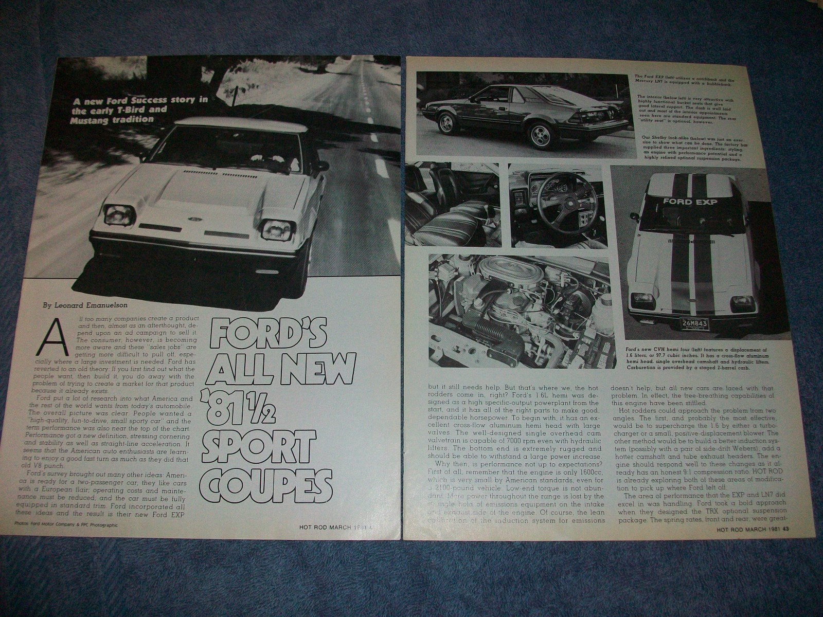 1981 Ford EXP Mercury LN7 Vintage Info Article "Ford's Sport Coupes ...