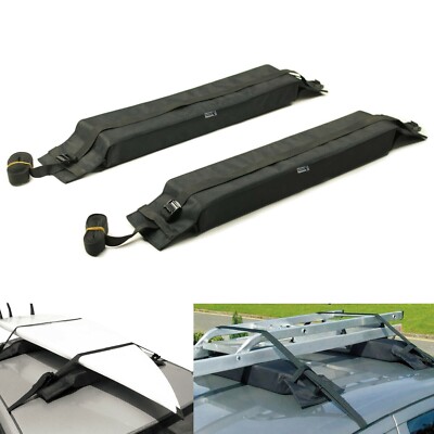 Universal Easy Padded Soft Car Roof Rack Carrier Bars Strap Luggage ...