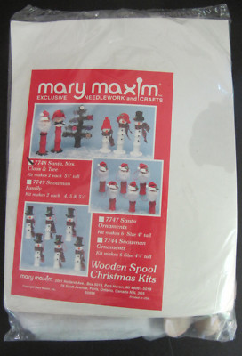 Mary Maxim Santa Mrs. Claus & Tree Wooden Spool Craft Christmas Kit ...