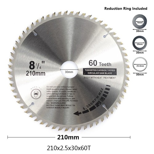 TCT Circular Saw Blade Carbide Tipped Wood Cutting Disc 8-1/4'' with ...