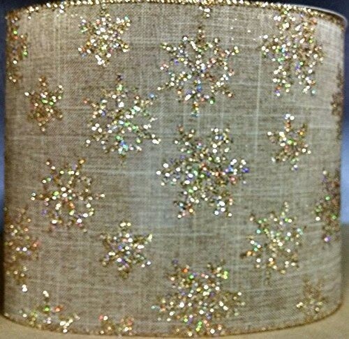 Glitter Christmas Snowflake Canvas/Burlap Ribbon - Holiday - 5.5 inch ...