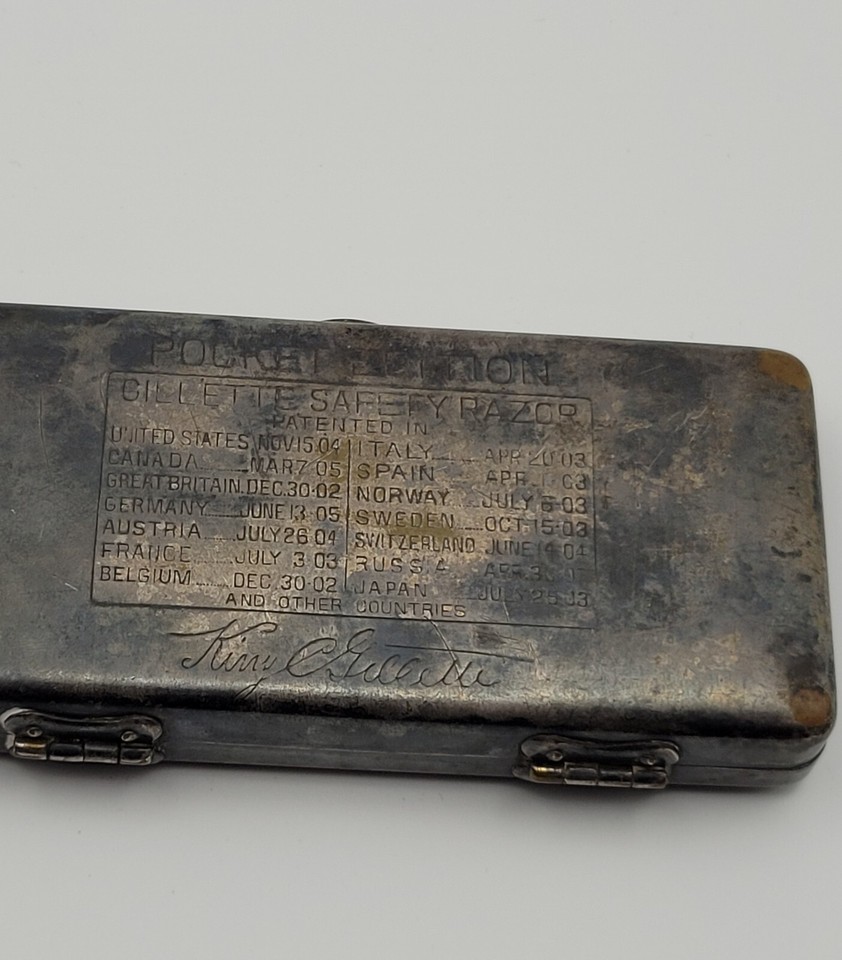 Antique Vtg Gillette Pocket Edition Safety Razor with Original Silver ...
