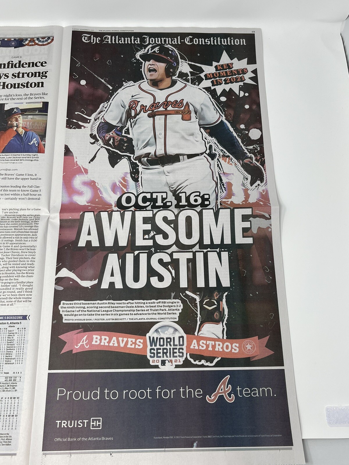 Atlanta Braves AJC World Series Edition Game 6 Austin Riley Poster | eBay