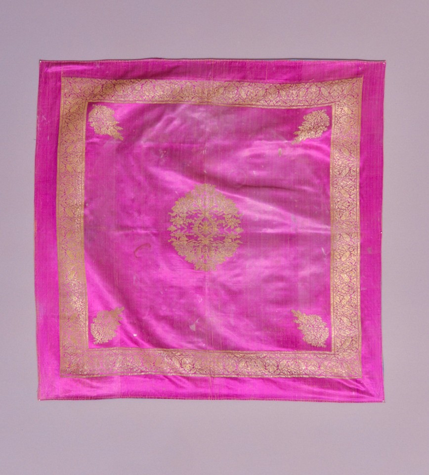 1800 ANTIQUE OTTOMAN MARASH SILK LAMPAS TAPESTRY COCHINEAL or TYRIAN ...