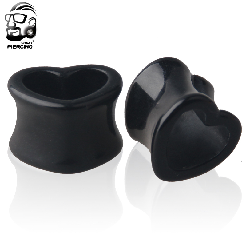 Pair Heart Shape Ear Flesh Expanders Earring Gauge Ear Tunnels Acrylic ...