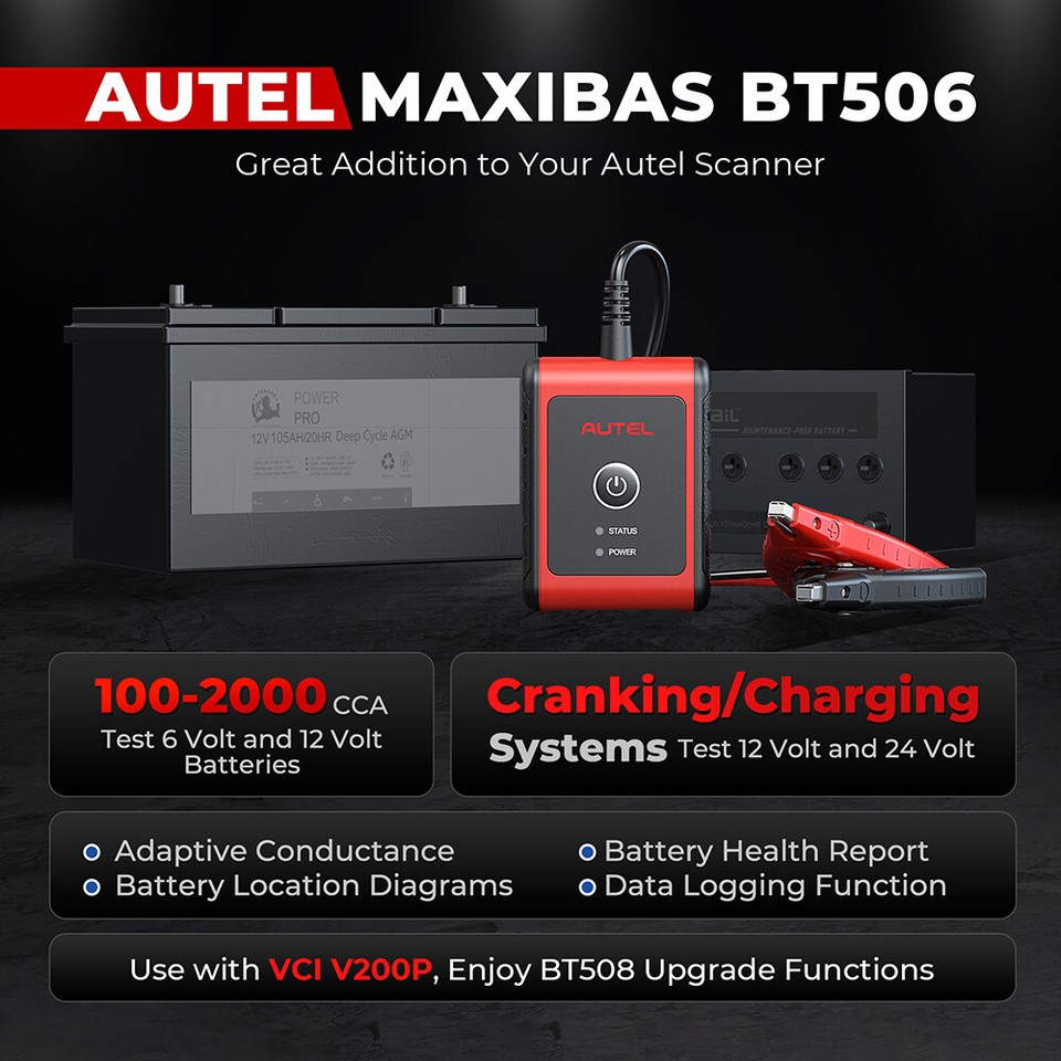 Autel BT506 Auto Battery Tester Electrical System Diagnostic & Analysis ...