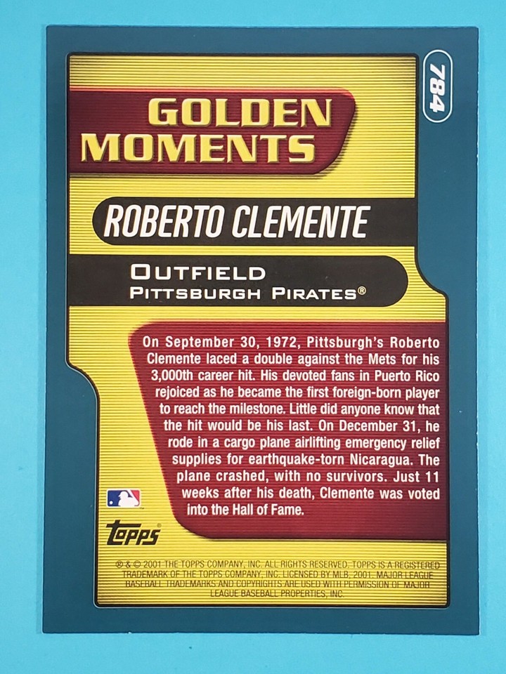 2001 Topps HOME TEAM ADVANTAGE Roberto Clemente Pittsburgh Pirates #784 ...