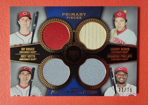 JOHNNY BENCH JOEY VOTTO BRANDON PHILLIPS JAY BRUCE JERSEY BAT CARD #d33 ...