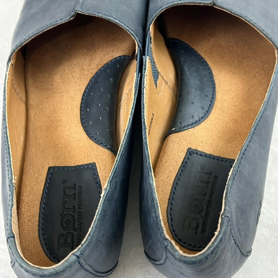 Born Sebra Leather Flat Blue Women’s Slip On Shoes Size 8.5M | eBay