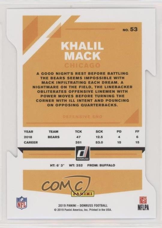 2019 Panini Donruss Press Proof Silver Die-Cut /75 Khalil Mack #53 | eBay