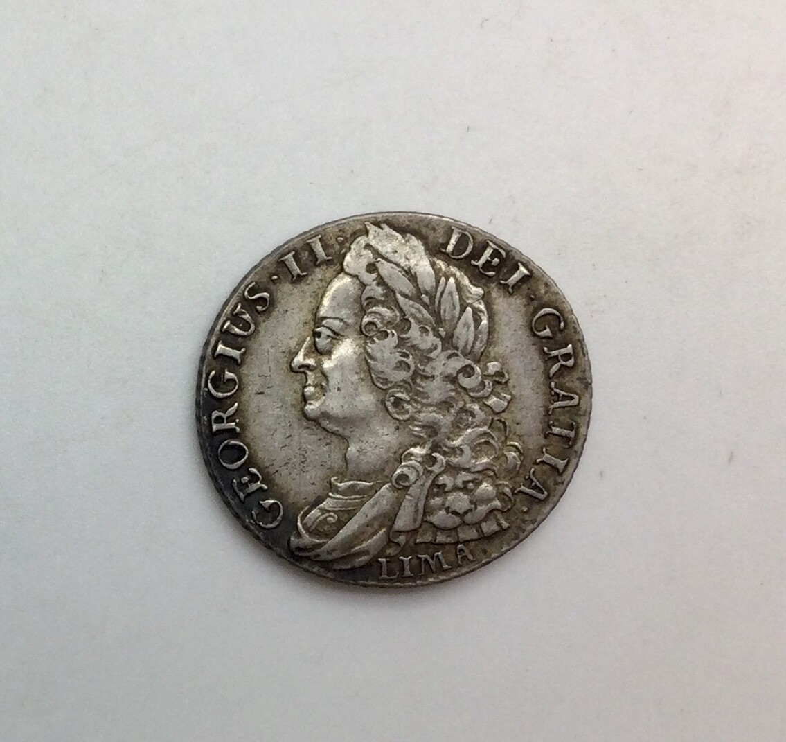 Great Britain 1745 George II Shilling KM#583.2 Very Sharp Devices nice ...