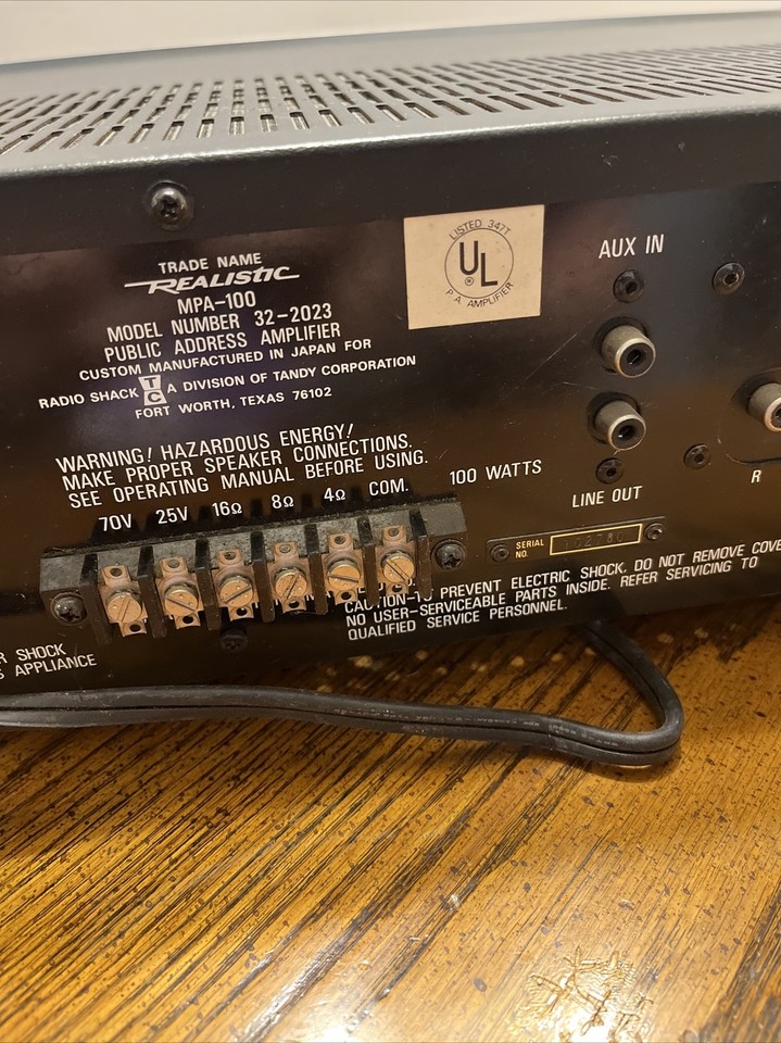 VTG Realistic MPA-100 Solid State P.A. Amplifier 100 Watt Turns On | eBay