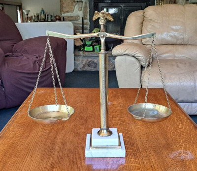 Vintage Brass Contempora Balance Of Justice Scale Marble Base With ...