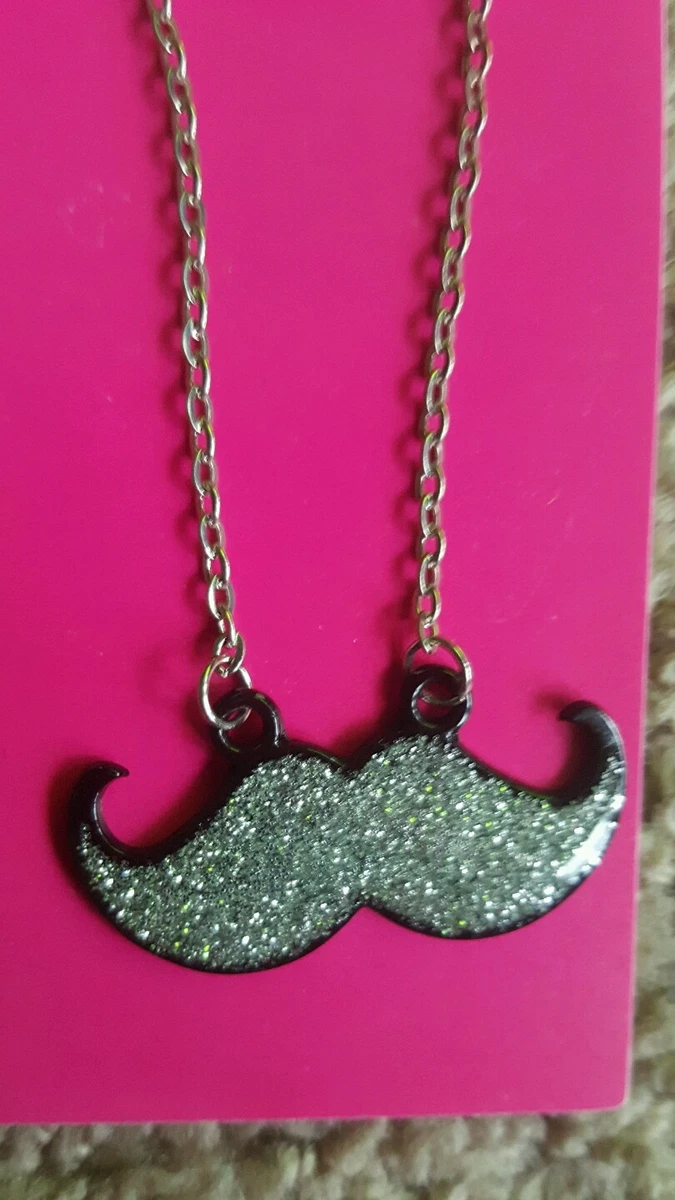 Pink Glitter Mustache