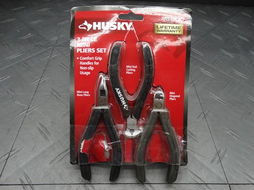 Husky 3-Piece Mini Pliers Set Comfort Grip Handles Non-Slip Usage 91229 ...