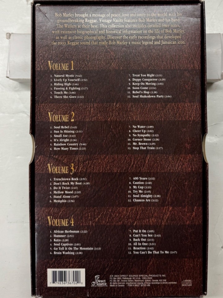 Direct Source Special Products "Bob Marley" Vintage Vaults 4 CD Set | eBay