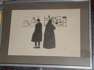 J. Herr Drawing in Original Framing. Jewish humor | eBay