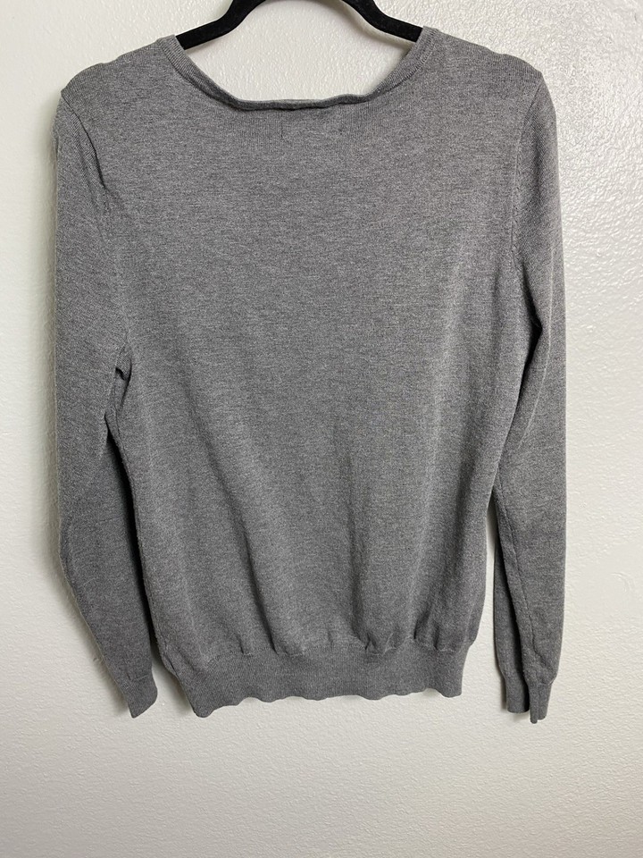 Debbie Morgan Gray Black Embellished Cardigan Long Sleeve Sweater Size ...