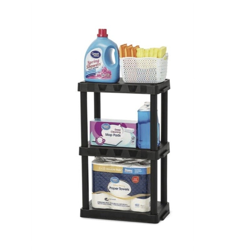 150lb 3-Tier Plastic Shelving Unit Capacity Freestanding Storage Garage ...