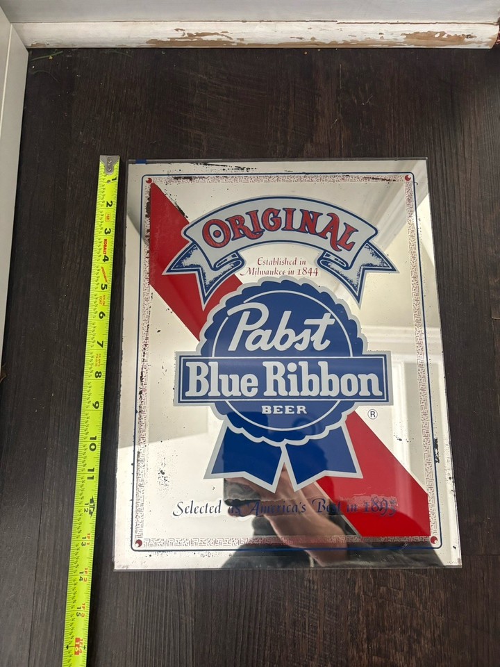 Vintage Pabst Blue Ribbon Beer PBR Carnival Glass Mirror 11x14 | eBay