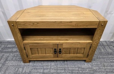 Oak Furniture Land Quercus Solid Rustic Oak Corner Tv Unit / Stand ...