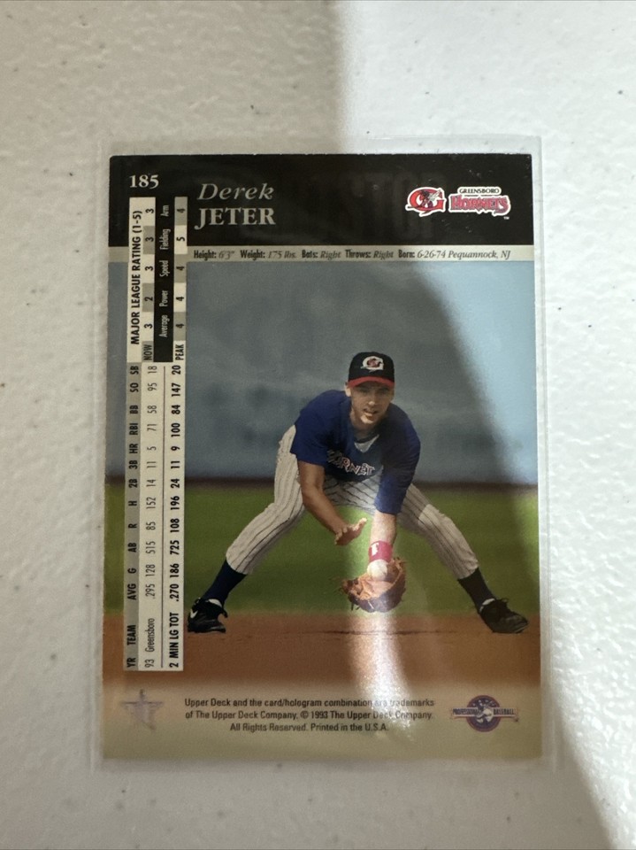 Derek Jeter 1993 RC Upper Deck Minors Top Prospects #185 Rookie Card ...