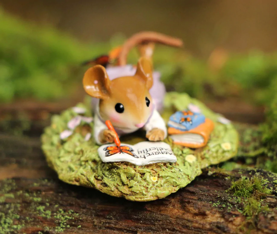 Wee Forest Folk MONARCH MUSINGS, WFF# M-410d, Purple, Girl Mouse with ...