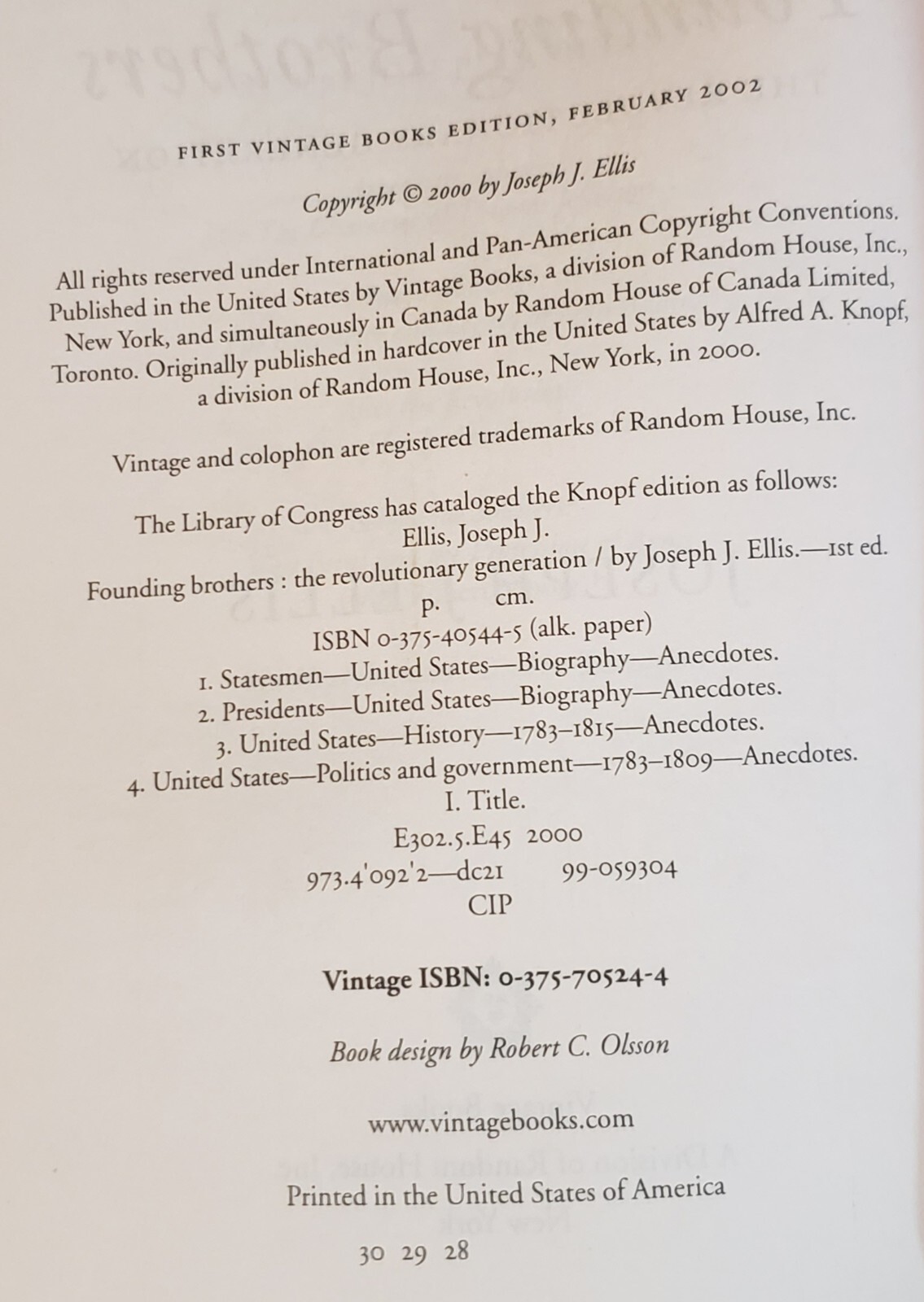 Founding Brothers : The Revolutionary Generation by Joseph J. Ellis ...