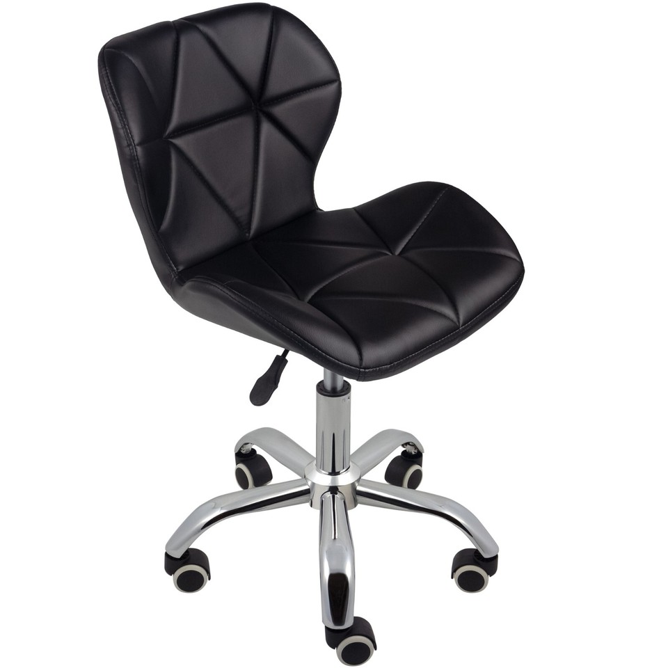 Cushioned Computer Desk Office Chair Chrome Legs Lift Swivel Small ...