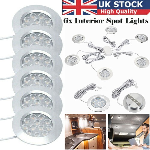 6x 12V Interior LED Spot Lights For VW T4 T5 Camper Van Caravan ...