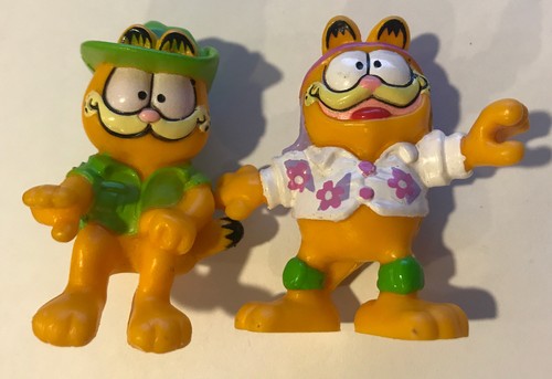 VINTAGE 1981 Garfield Mini Figure Toy Lot 2 Green Safari Outfit ...