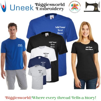UNEEK T-Shirt | Personalised Name | Text | Custom Embroidered | Unisex ...