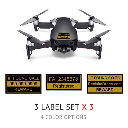 DJI Mavic Air - Drone Labels / Stickers, FAA UAS Registration & Phone ...