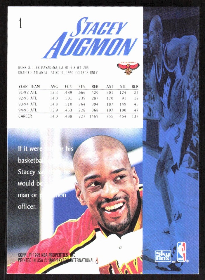STACEY AUGMON 1995-96 SKYBOX PREMIUM #1 ATLANTA HAWKS | eBay