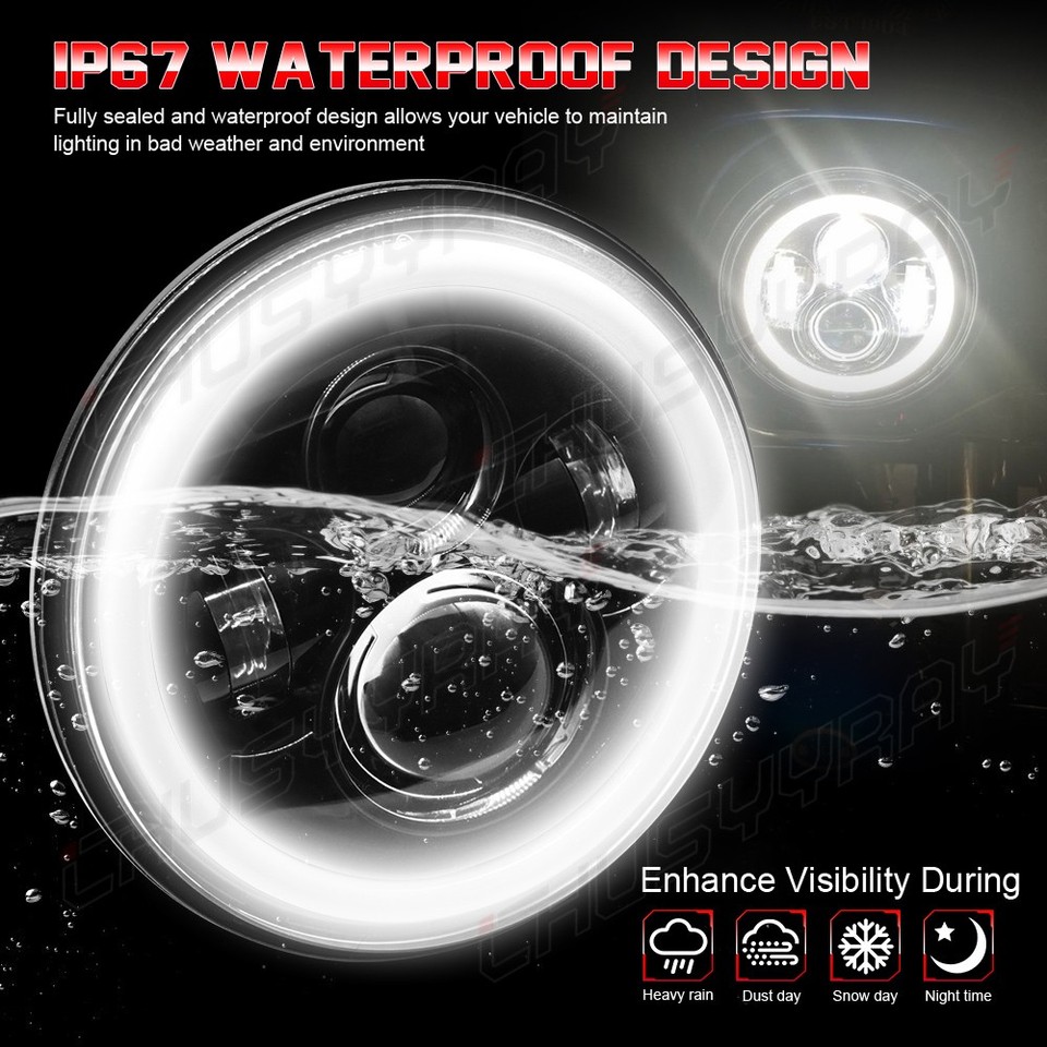 Fit 1975-1980 Chevy K10 K20 K5 Blazer 7 inch Round LED Headlight Hi-Lo ...