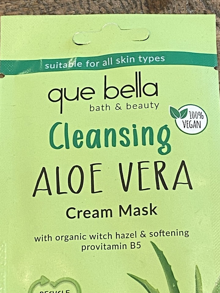 QUE BELLA Cleansing ALOE VERA Cream Mask~0.5 Oz~100% Vegan All Skin ...