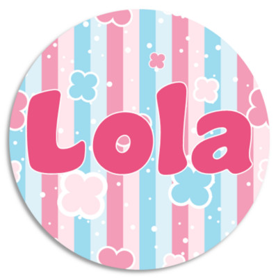 Lola - Circle Sticker Decal 3 Inch - Name Tag Water Bottle School ...