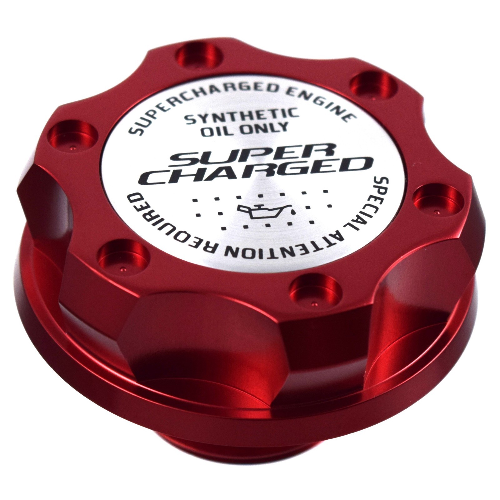 Red Racing Engine Oil Cap Filler Silver Super Charged Emblem For Ford 1 ...