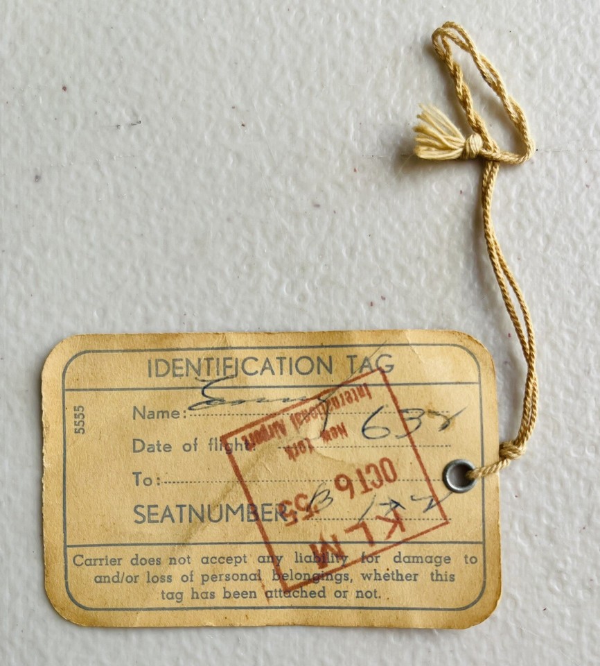 KLM Airlines Paper Baggage Tag - Used - October 6, 1955 | eBay