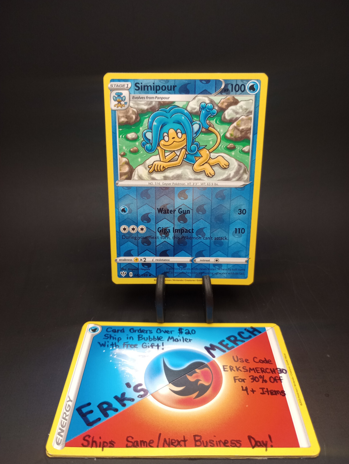 Simipour 042/189 Darkness Ablaze NM Reverse Holo Uncommon Pokemon Card ...