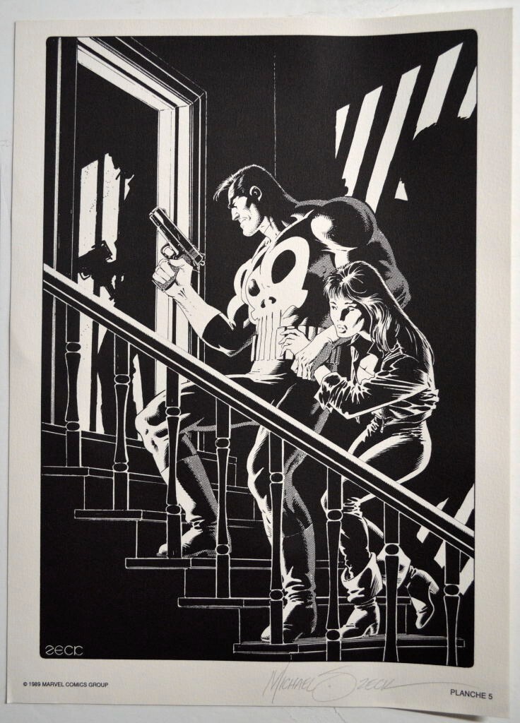 PUNISHER PRINT 5 HAND SIGNED by Artist Mike Zeck 1989 Marvel French | eBay