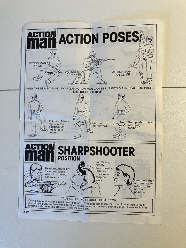 Vintage 1980s Palitoy Action Man Empty Basic Figure Box & leaflets 100% ...