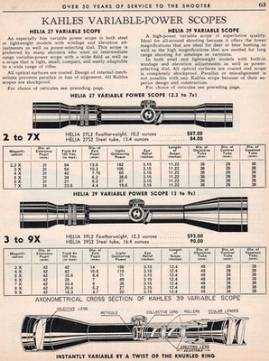 1962 Print Ad of Kahles Variable-Power Helia 27 & 39 Rifle Scope ...