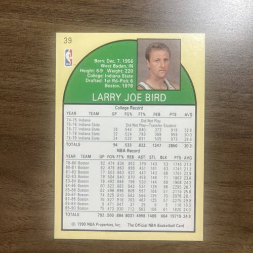 1990-91 NBA Hoops - #39 Larry Bird | eBay