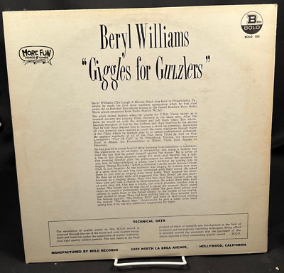 Beryl Williams Pours "Giggles For Guzzlers" Used Vinyl Record | eBay