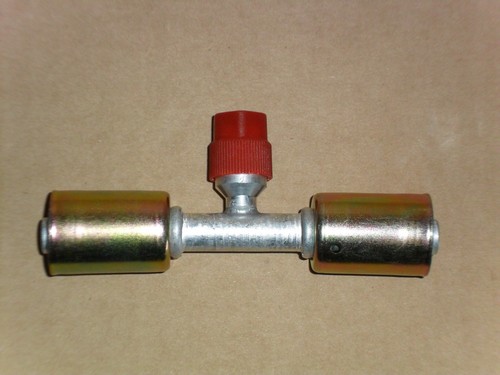 NEW BEADLOCK #8 AC HOSE FITTING SPLICER WITH R134A HIGHSIDE SERIVE PORT ...