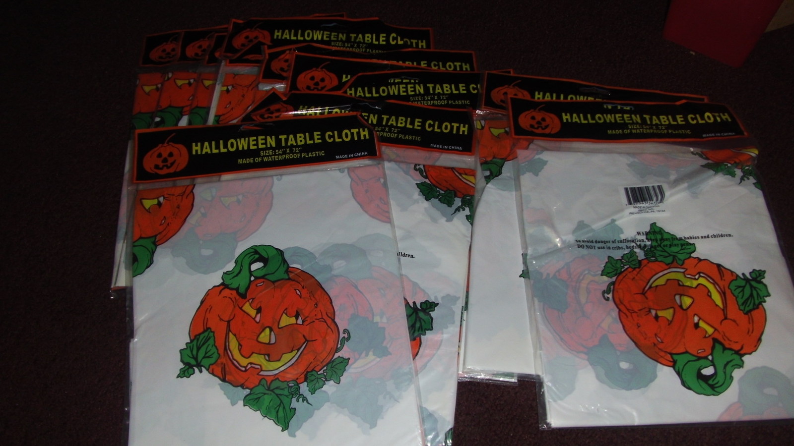 12 PIECE LOT 54" x 72" WATERPROOF PLASTIC HALLOWEEN TABLE CLOTH NEW ...